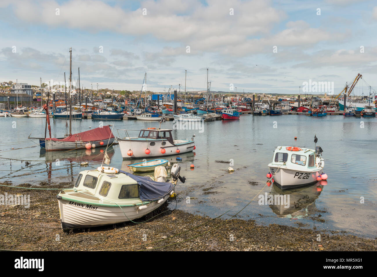 The historic fishing port of Newlyn in Cornwall, England Stock Photo ...