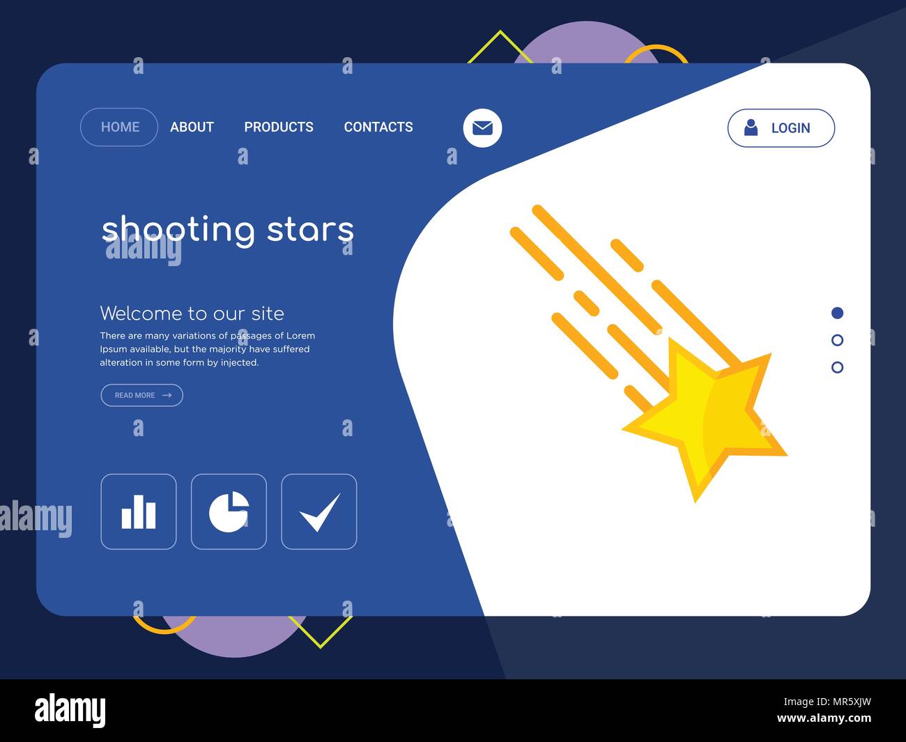 Quality One Page shooting stars Website Template Vector Eps, Modern Web ...