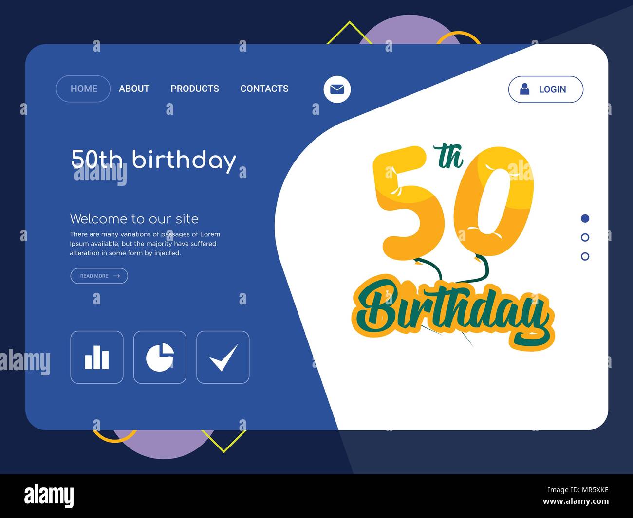 Quality One Page 50th birthday Website Template Vector Eps, Modern Web ...
