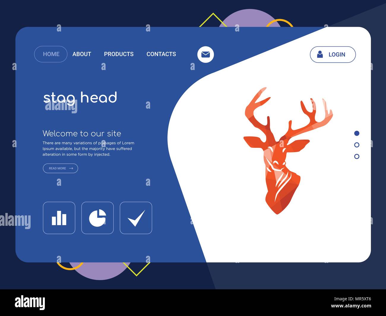 Quality One Page stag head Website Template Vector Eps, Modern Web ...