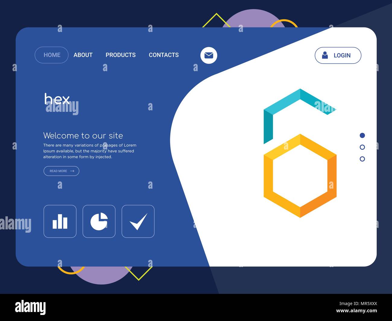 Quality One Page hex Website Template Vector Eps, Modern Web Design ...