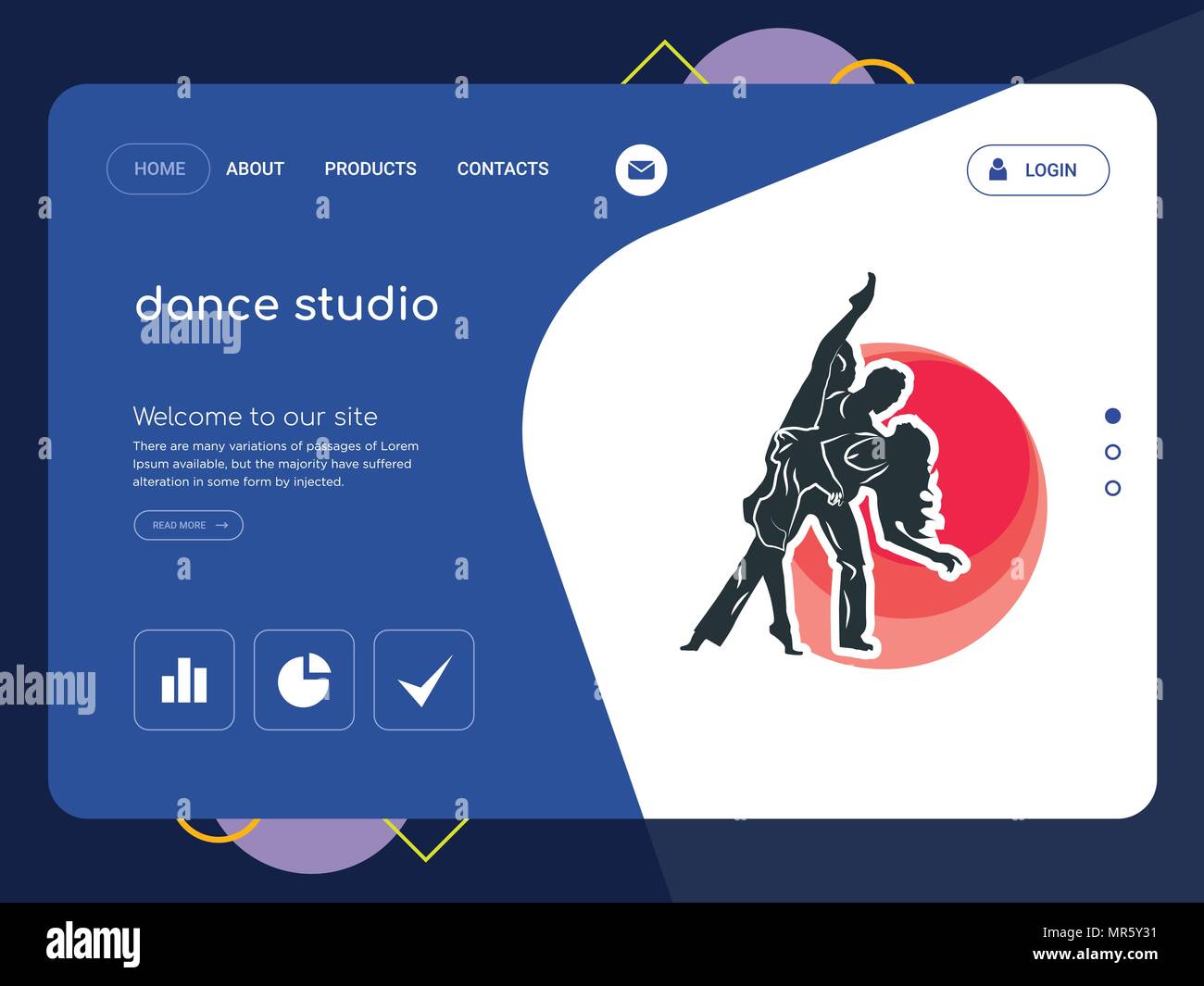 Quality One Page dance studio Website Template Vector Eps, Modern Web ...