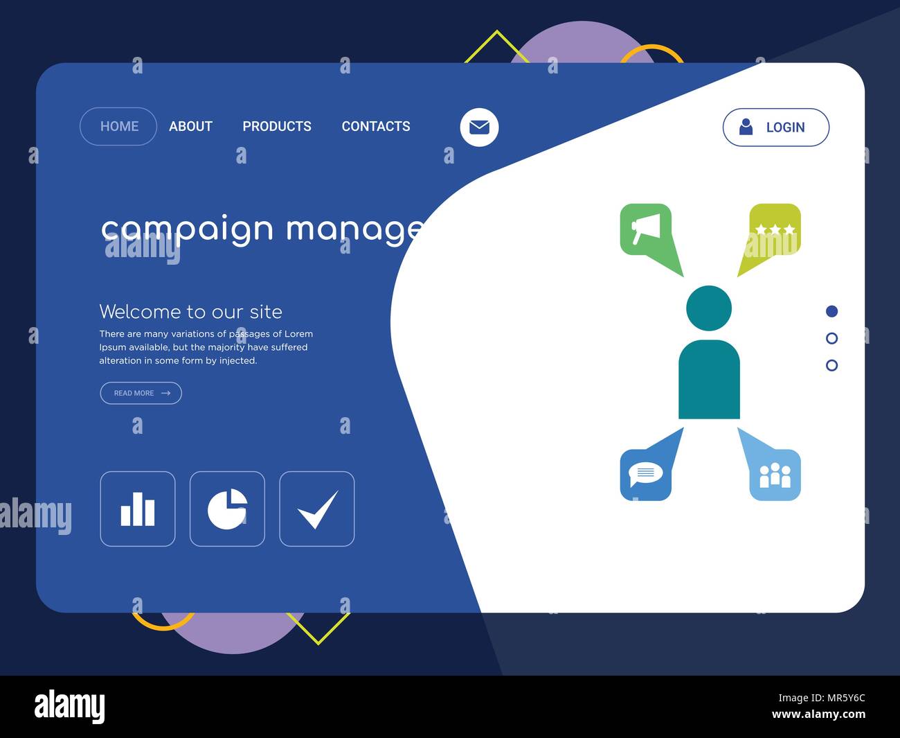 Quality One Page campaign management Website Template Vector Eps ...