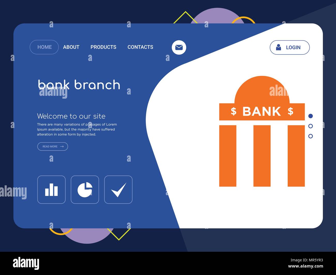 Quality One Page bank branch Website Template Vector Eps, Modern Web ...