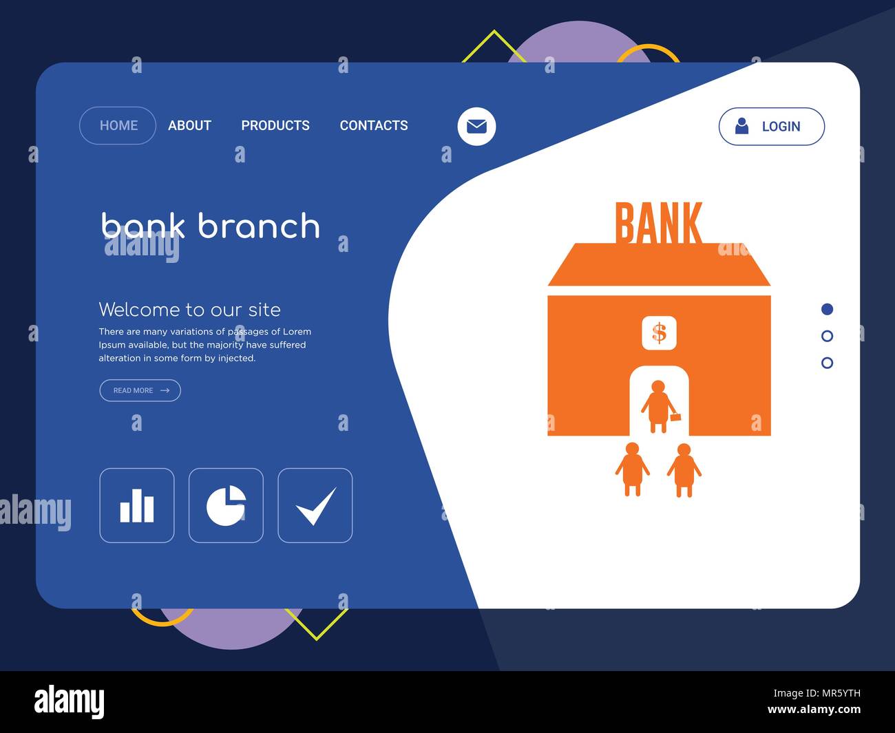 Quality One Page bank branch Website Template Vector Eps, Modern Web ...