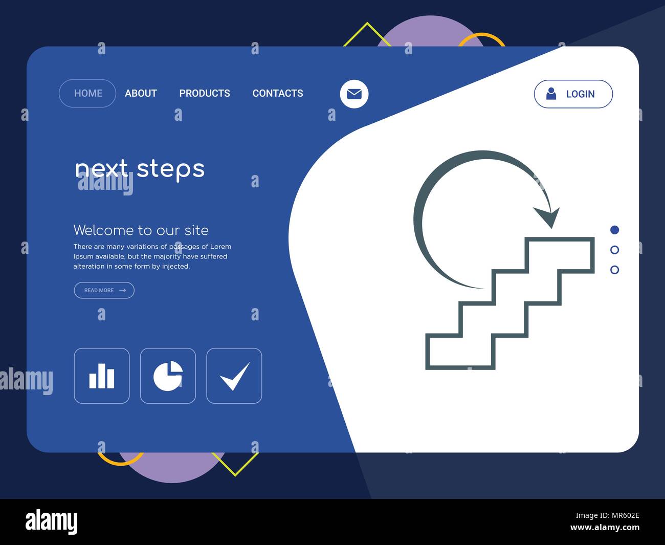 Quality One Page next steps Website Template Vector Eps, Modern Web ...