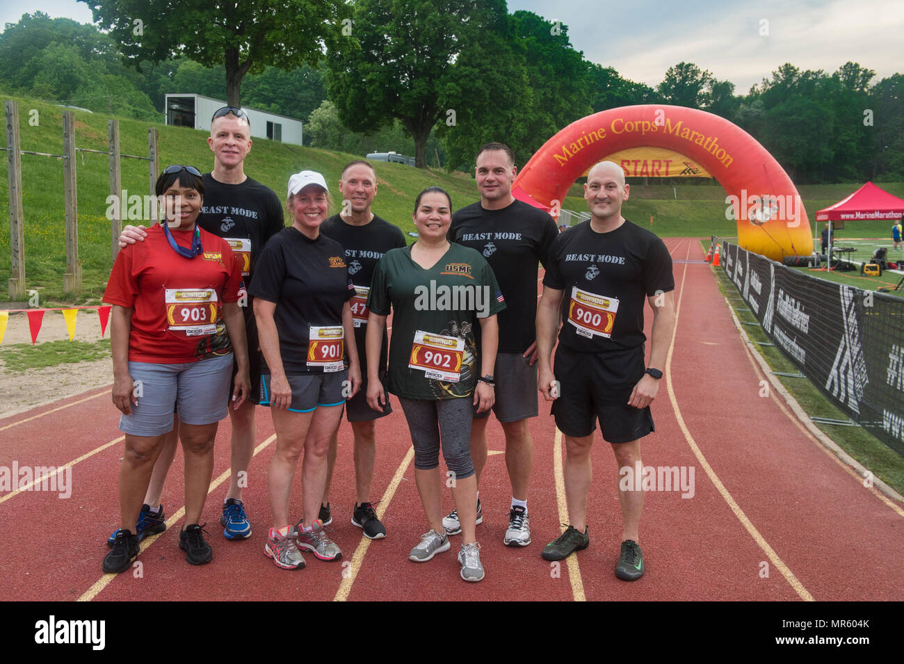 From left, back row, U.S. Marine Corps Sgt. Maj. Thomas Johnson ...