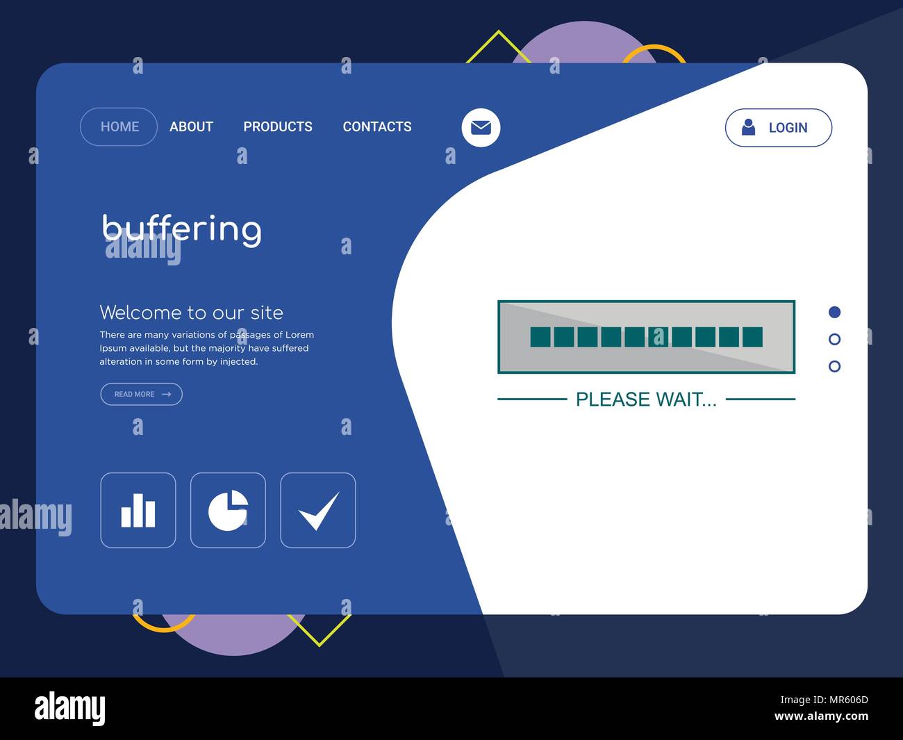 Quality One Page buffering Website Template Vector Eps, Modern Web Design with flat UI elements ...