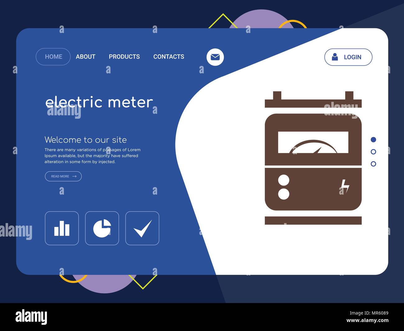 Quality One Page electric meter Website Template Vector Eps, Modern Web ...
