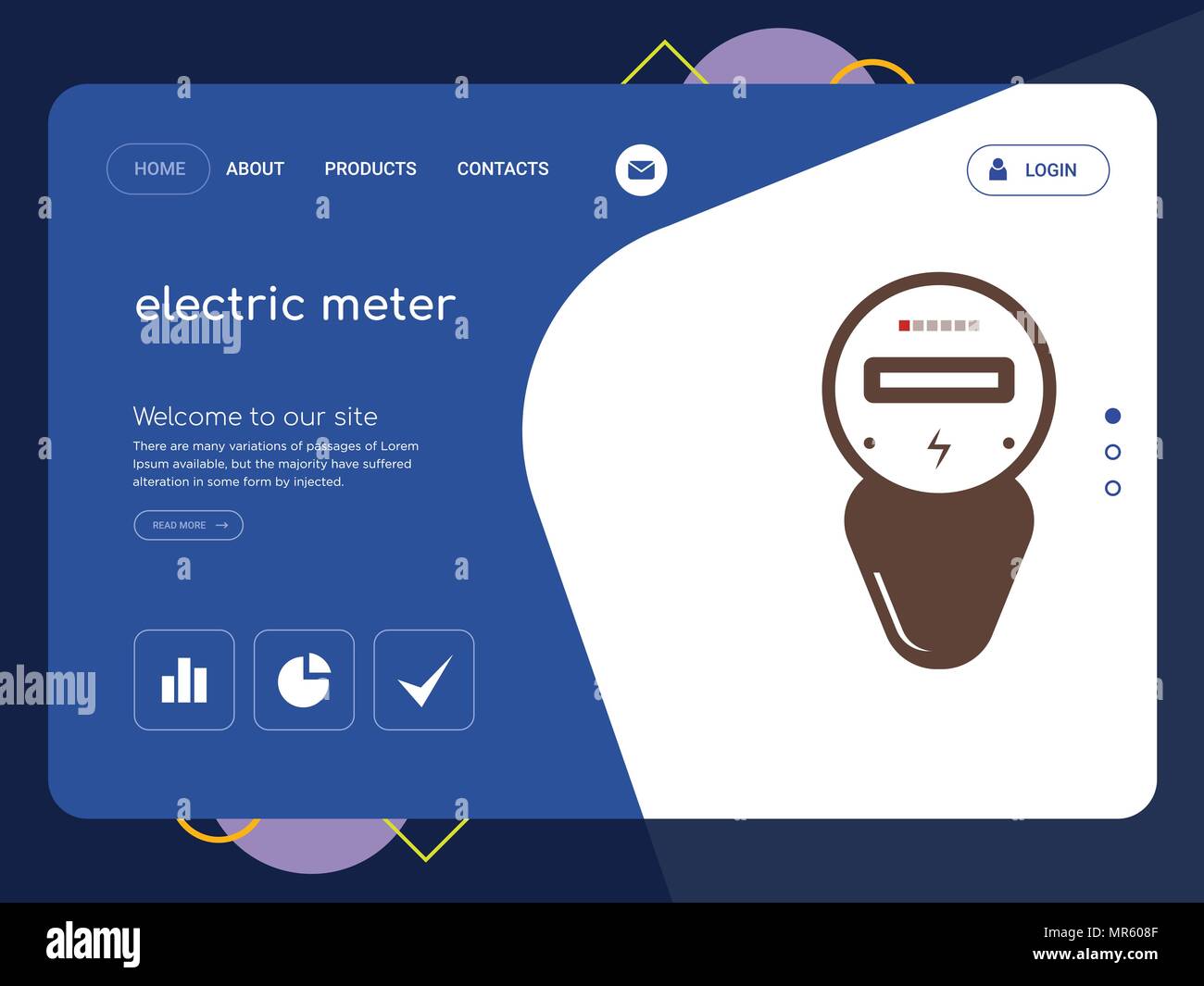 Quality One Page electric meter Website Template Vector Eps, Modern Web ...