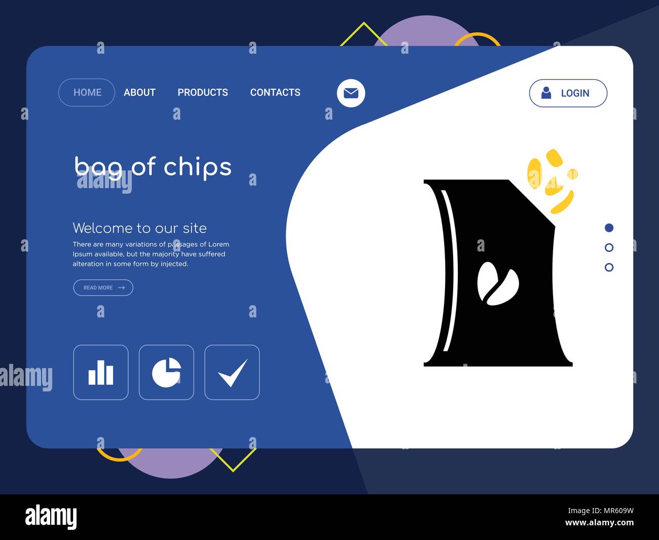 Quality One Page bag of chips Website Template Vector Eps, Modern Web ...