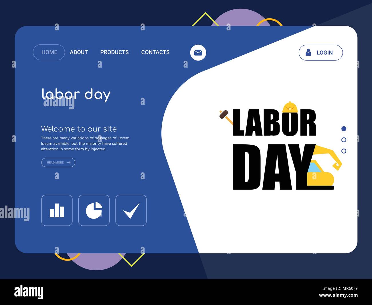Quality One Page labor day Website Template Vector Eps, Modern Web ...