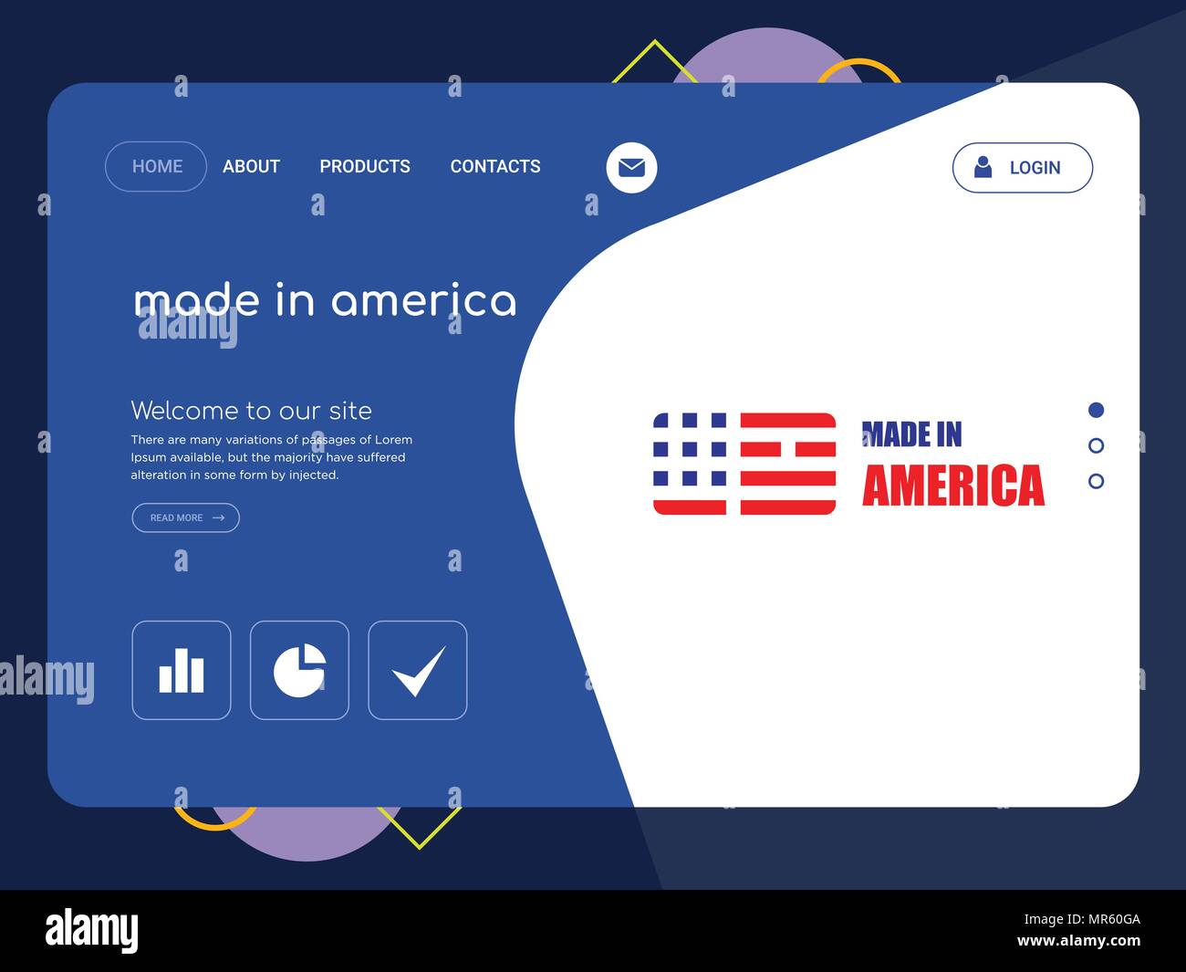 Quality One Page made in america Website Template Vector Eps, Modern ...