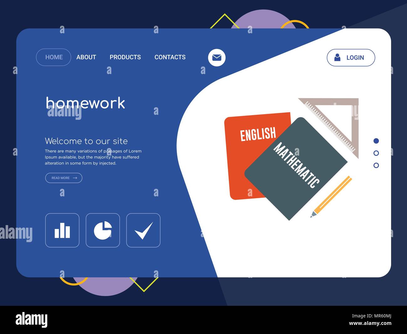 Quality One Page homework Website Template Vector Eps, Modern Web ...