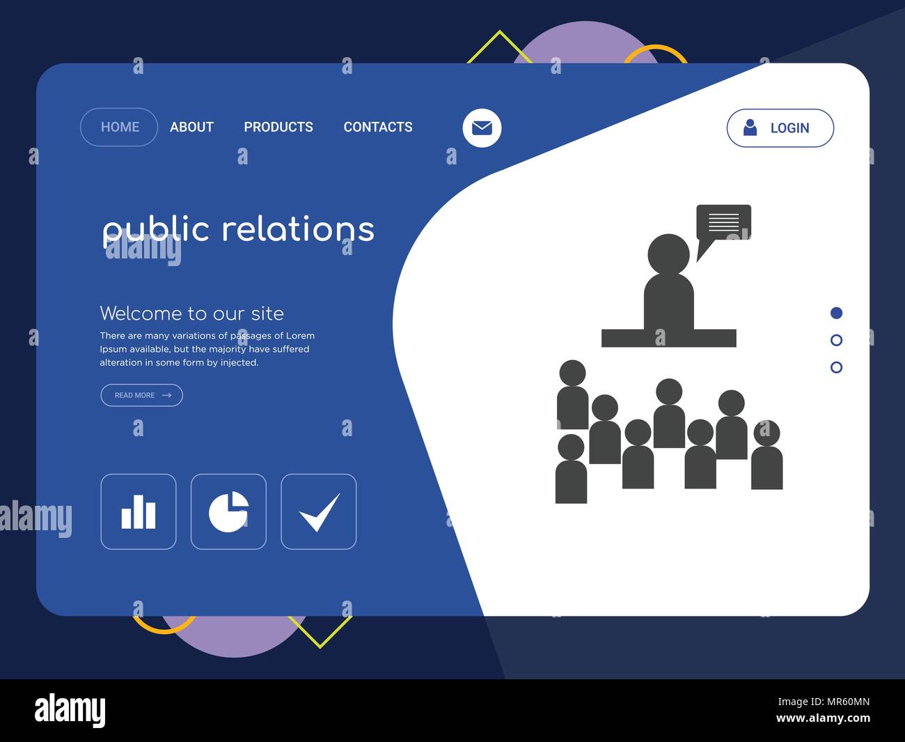 Quality One Page public relations Website Template Vector Eps, Modern ...