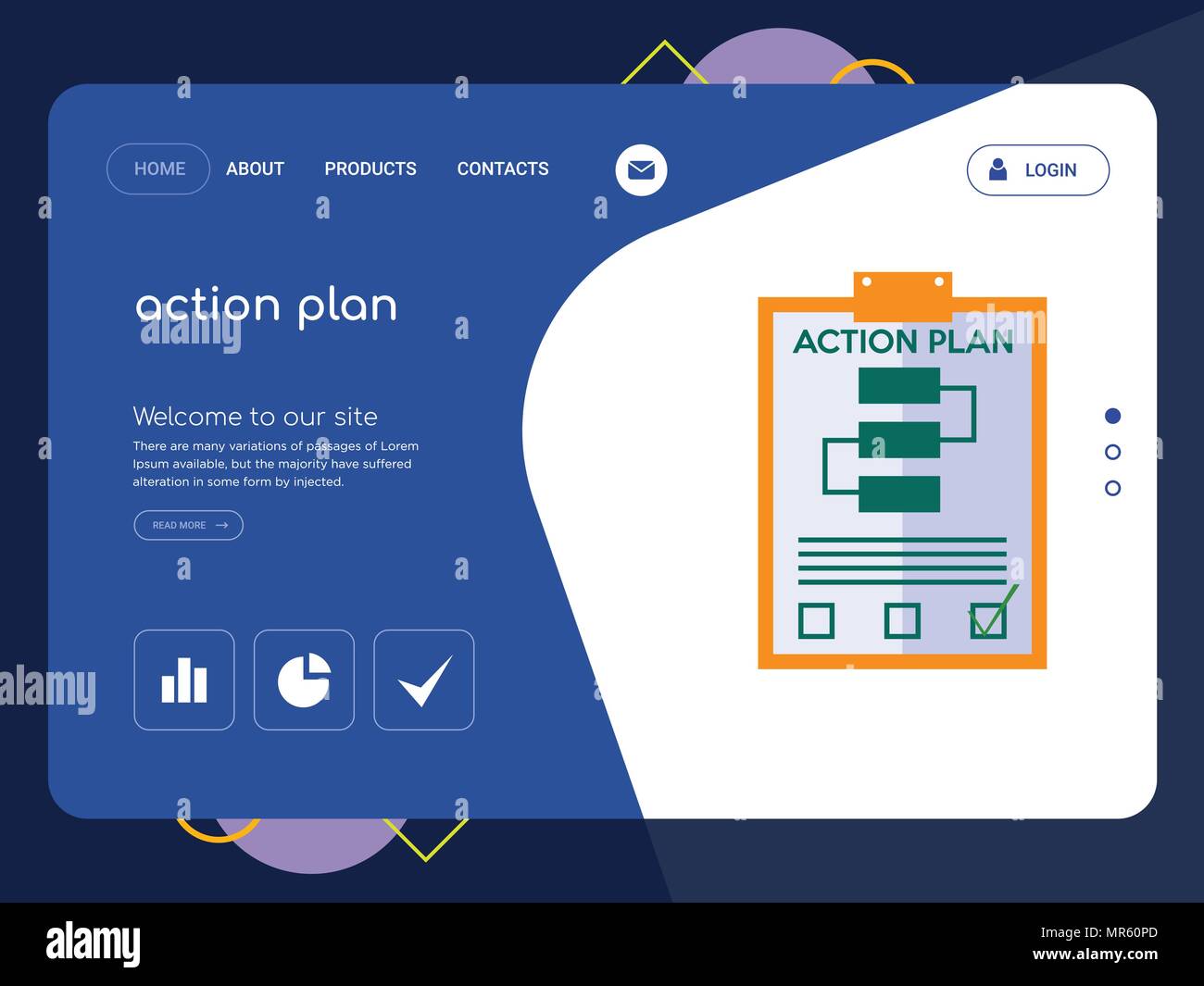 Quality One Page action plan Website Template Vector Eps, Modern Web ...