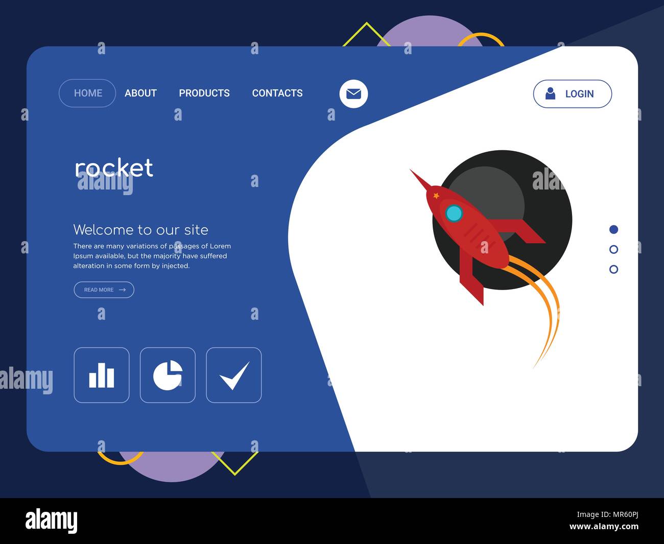 Quality One Page rocket Website Template Vector Eps, Modern Web Design ...