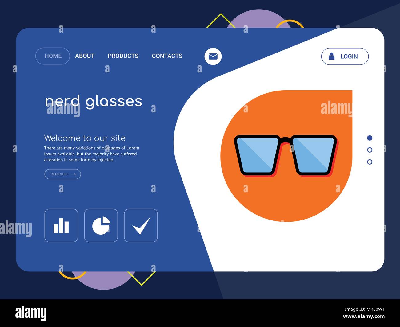 Quality One Page nerd glasses Website Template Vector Eps, Modern Web ...