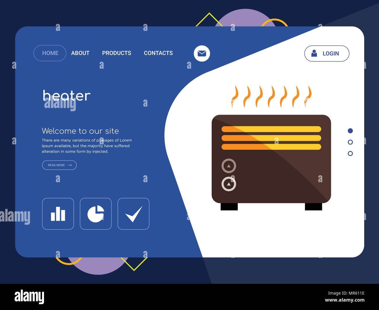 Quality One Page heater Website Template Vector Eps, Modern Web Design ...