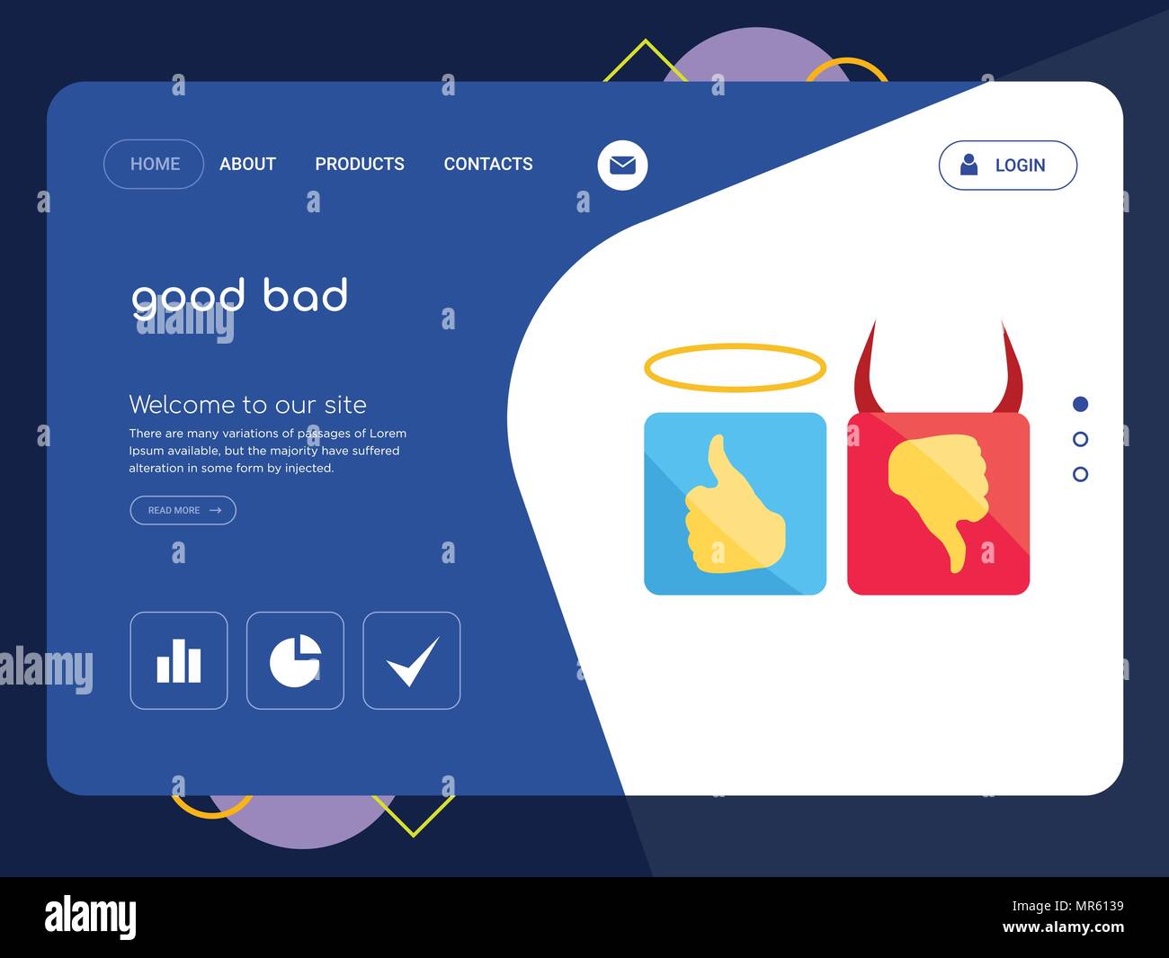 Quality One Page good bad Website Template Vector Eps, Modern Web ...