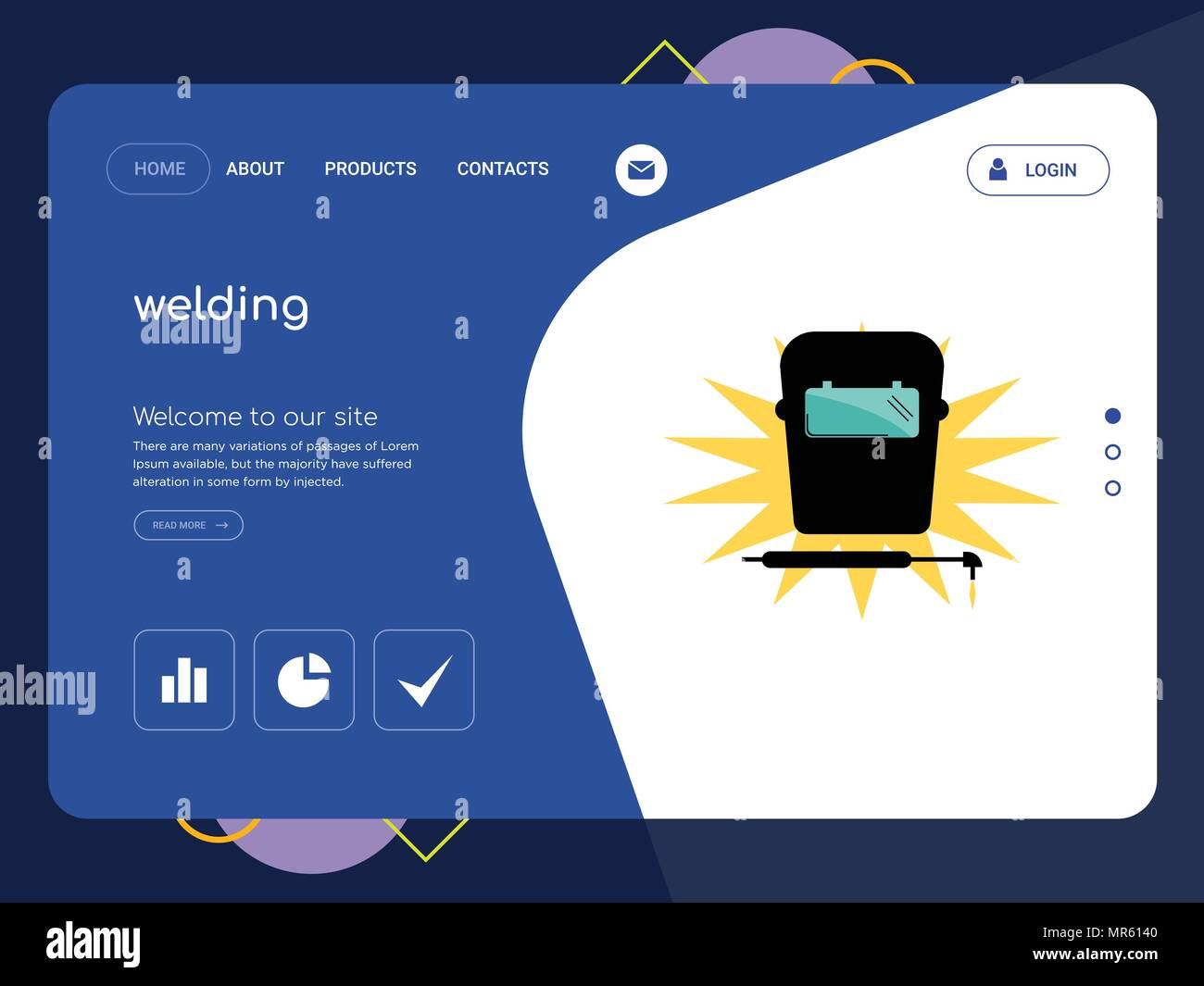 Quality One Page welding Website Template Vector Eps, Modern Web Design with flat UI elements ...