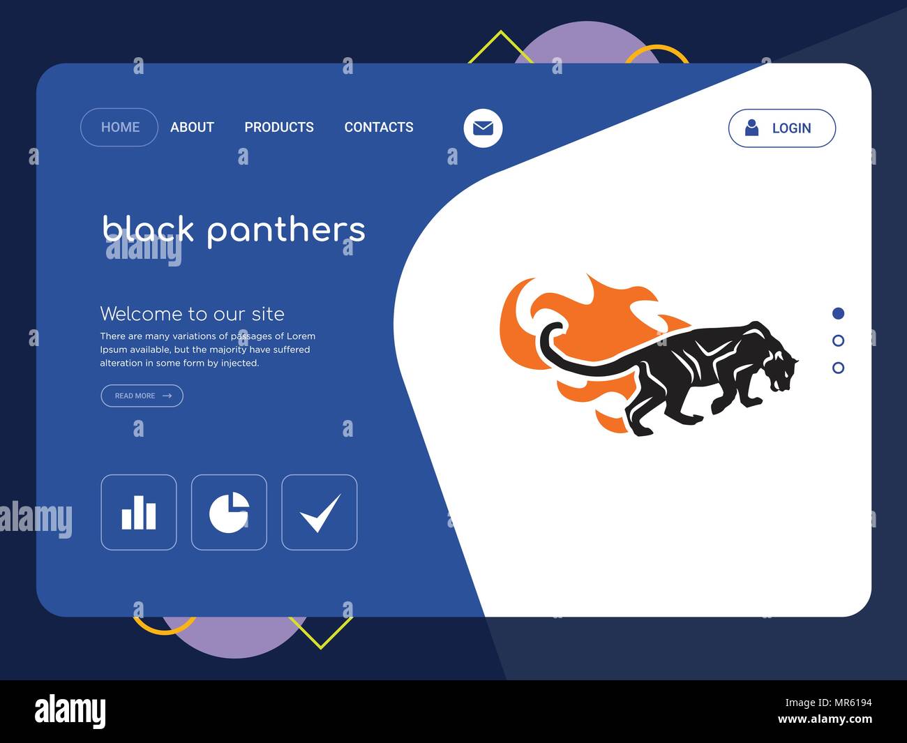 Quality One Page black panthers Website Template Vector Eps, Modern Web ...