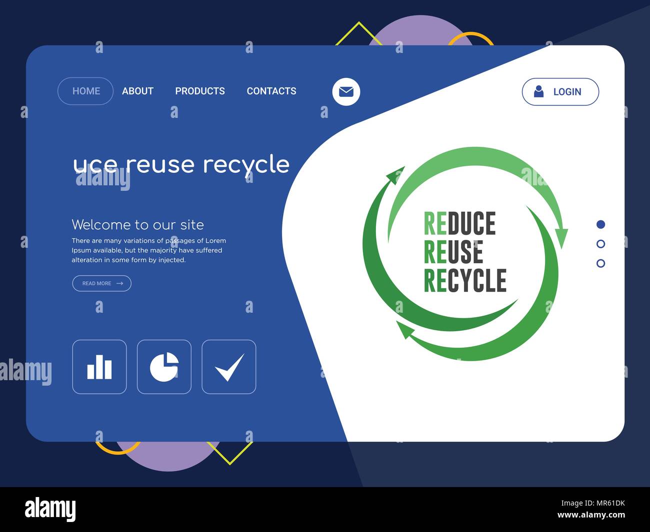 Quality One Page uce reuse recycle Website Template Vector Eps, Modern ...