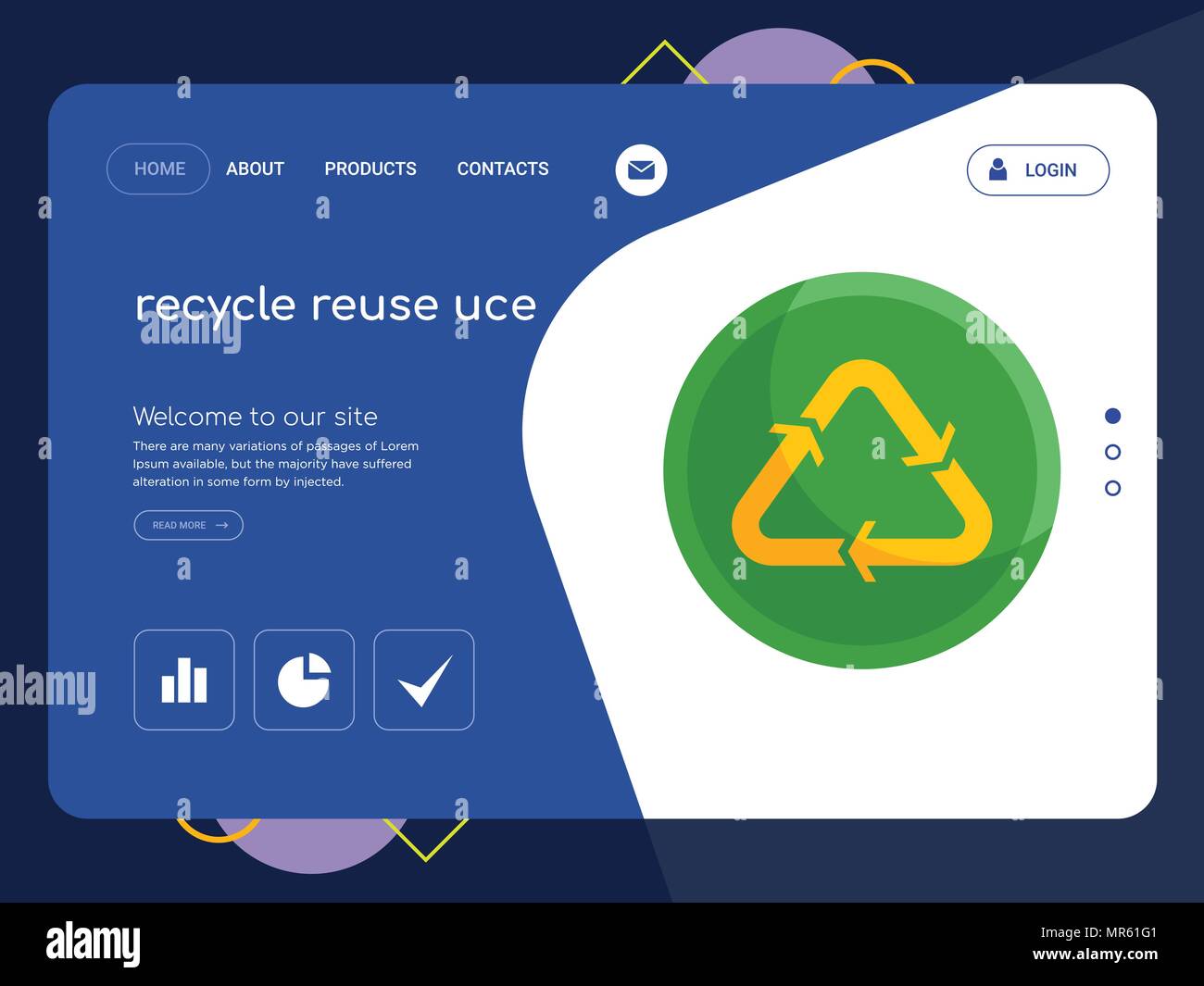Quality One Page recycle reuse uce Website Template Vector Eps, Modern ...