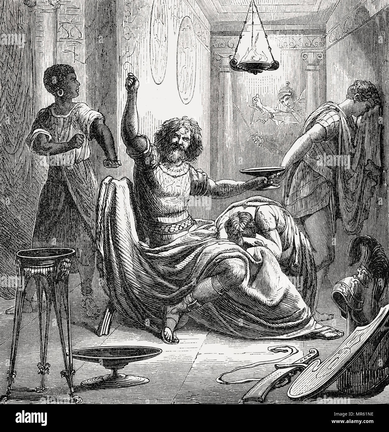 Death of Hannibal or Hannibal Barkas, circa 246-183 BC, Carthaginian ...