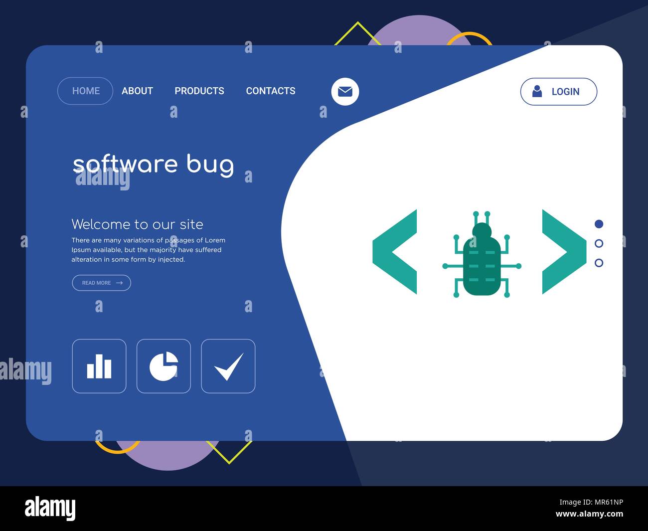 Quality One Page software bug Website Template Vector Eps, Modern Web ...