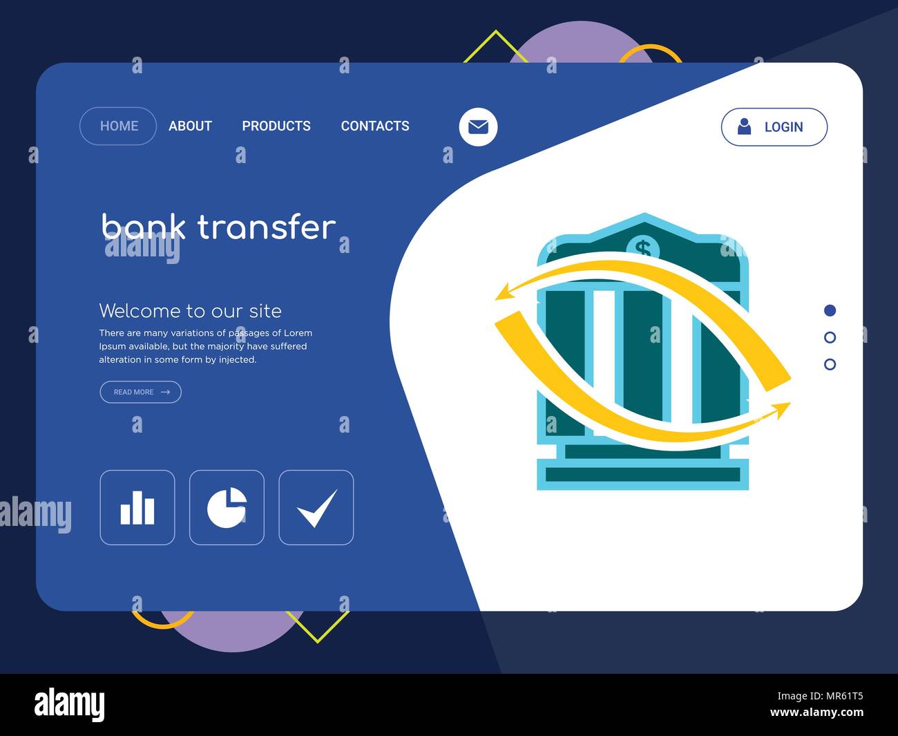 Quality One Page bank transfer Website Template Vector Eps, Modern Web ...