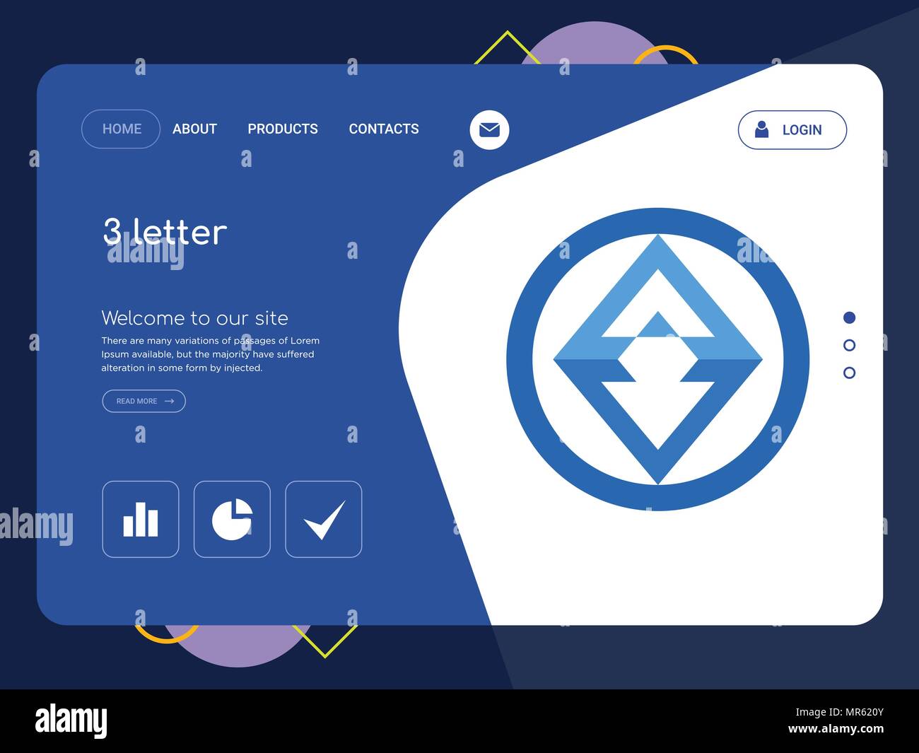 Quality One Page 3 letter Website Template Vector Eps, Modern Web ...