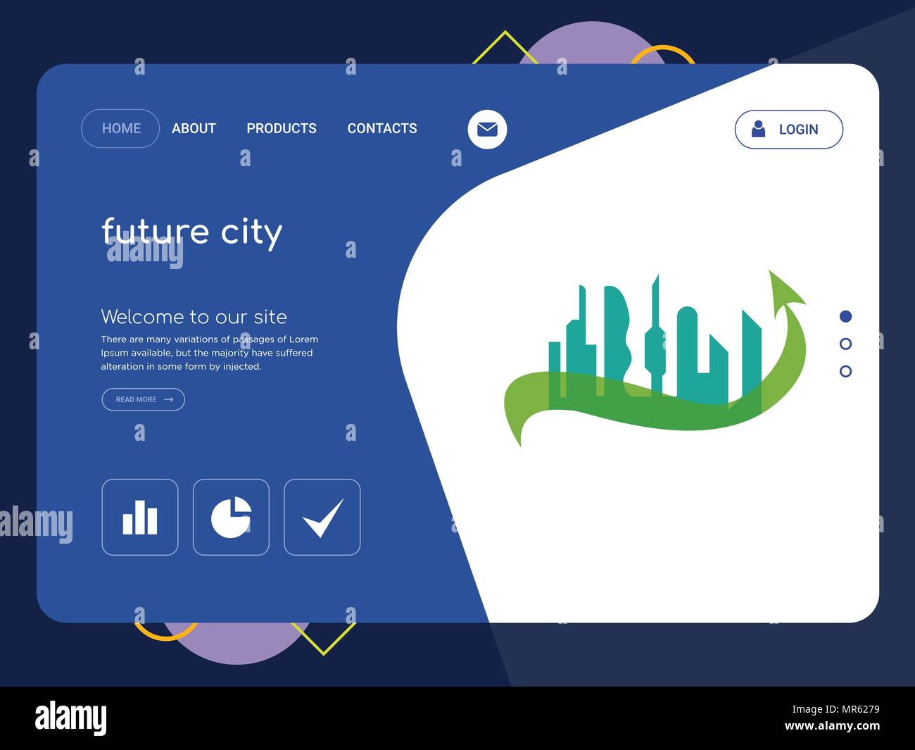 Quality One Page future city Website Template Vector Eps, Modern Web ...