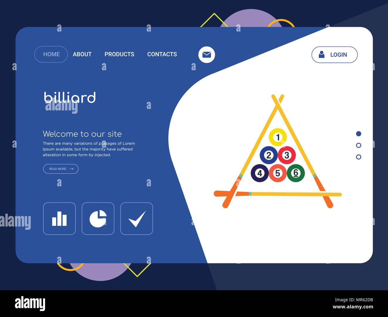 Quality One Page billiard Website Template Vector Eps, Modern Web ...