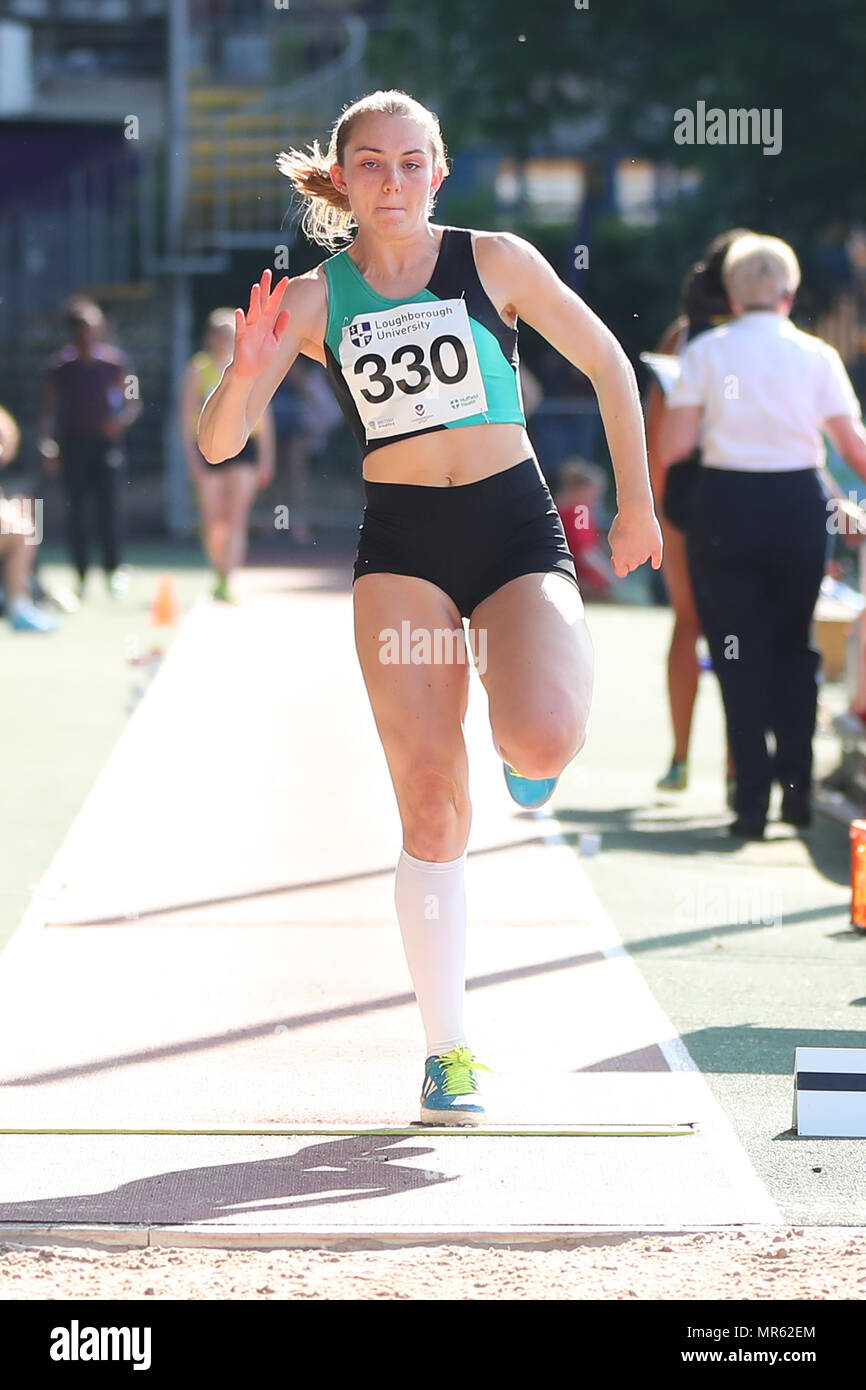 Loughborough, England, 20th, May, 2018. Lucy Hadaway competing in the ...