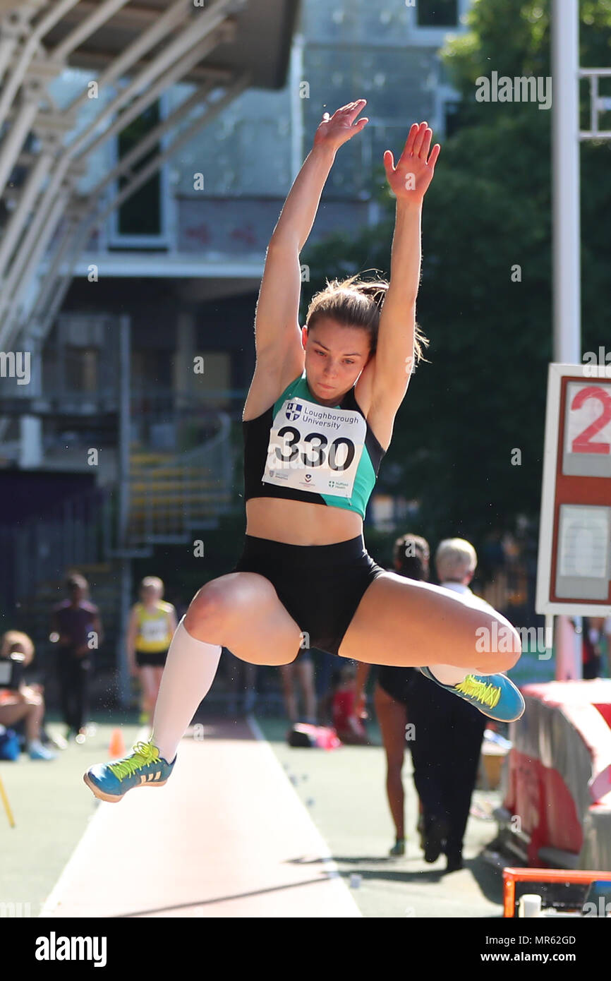 Loughborough, England, 20th, May, 2018. Lucy Hadaway competing in the ...
