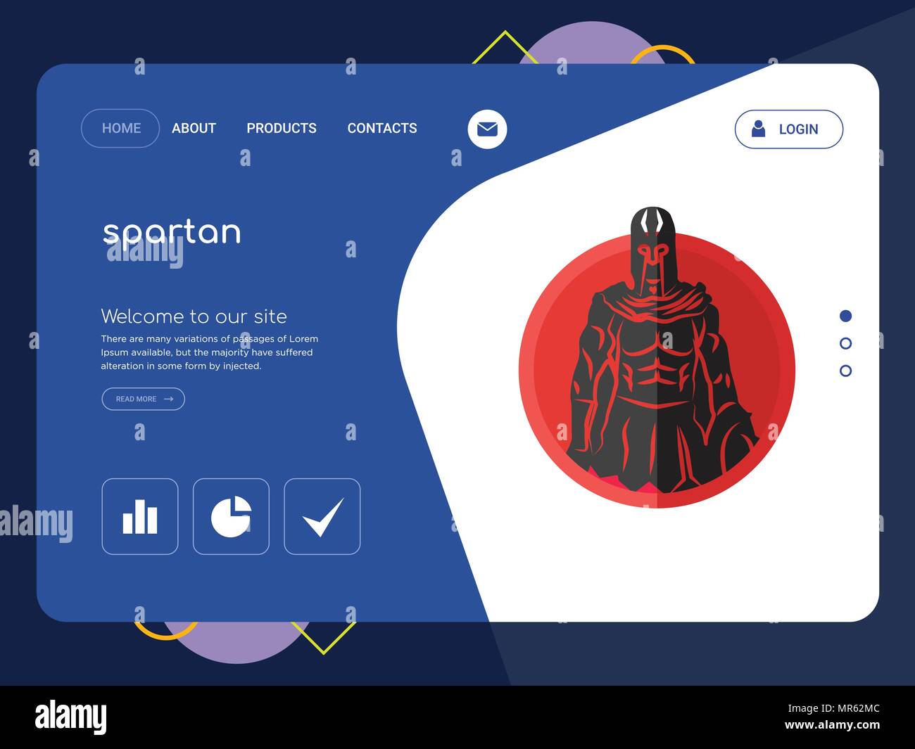 Quality One Page spartan Website Template Vector Eps, Modern Web Design with flat UI elements ...