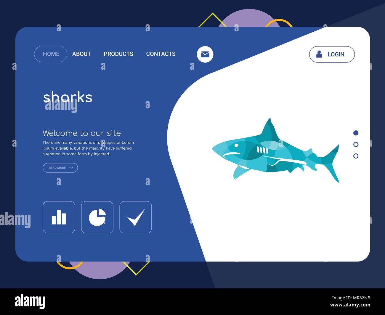 Quality One Page sharks Website Template Vector Eps, Modern Web Design ...
