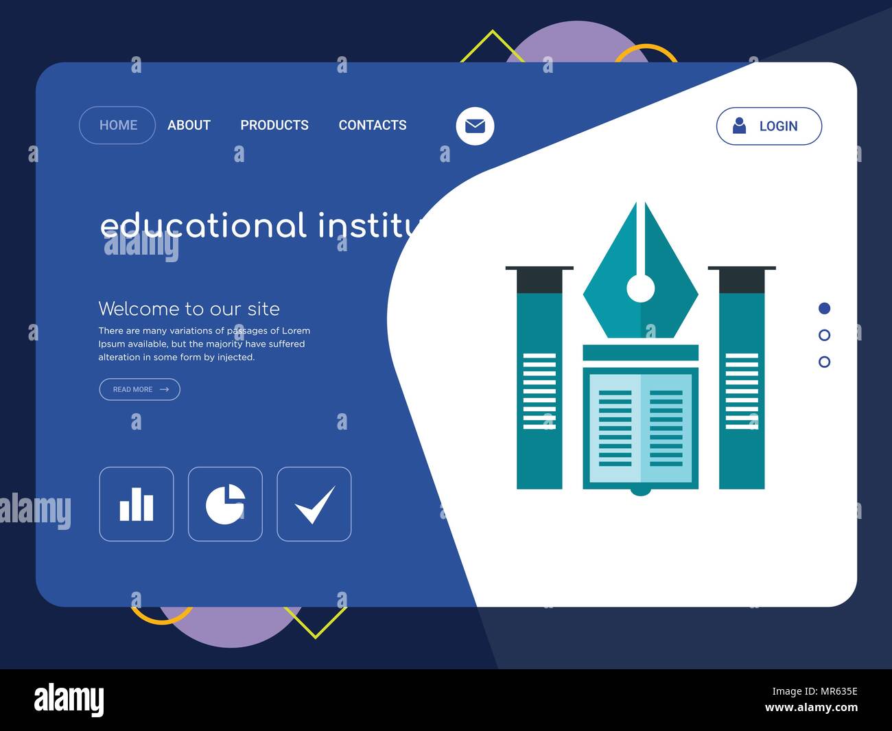 Quality One Page educational institute Website Template Vector Eps ...