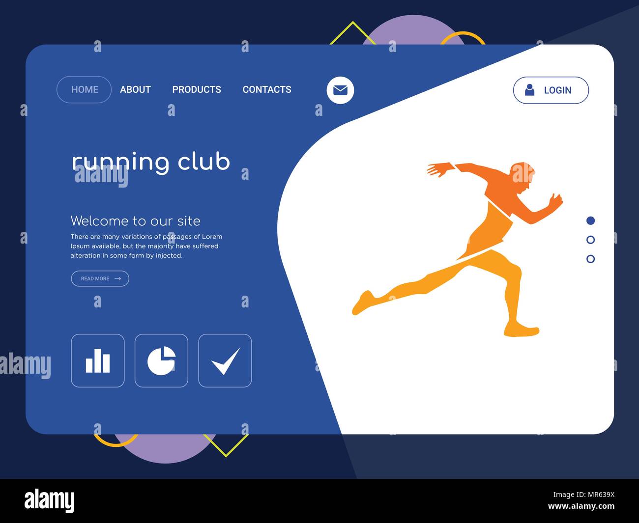 Quality One Page running club Website Template Vector Eps, Modern Web ...