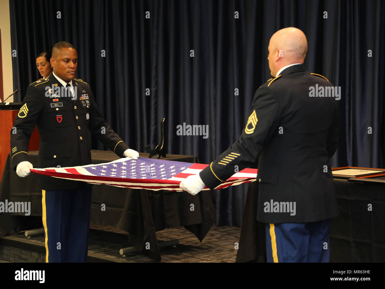 U.S. Army Staff Sgt. Keith Gill (left) and Sgt. 1st Class Sergio ...