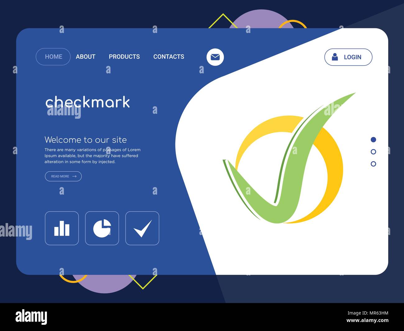 Quality One Page checkmark Website Template Vector Eps, Modern Web ...