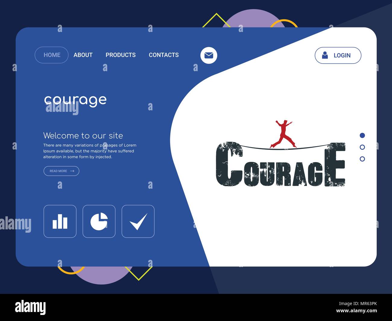 Quality One Page courage Website Template Vector Eps, Modern Web Design ...