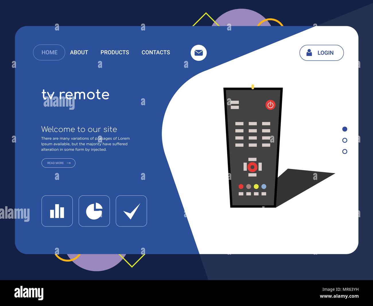 Quality One Page tv remote Website Template Vector Eps, Modern Web ...