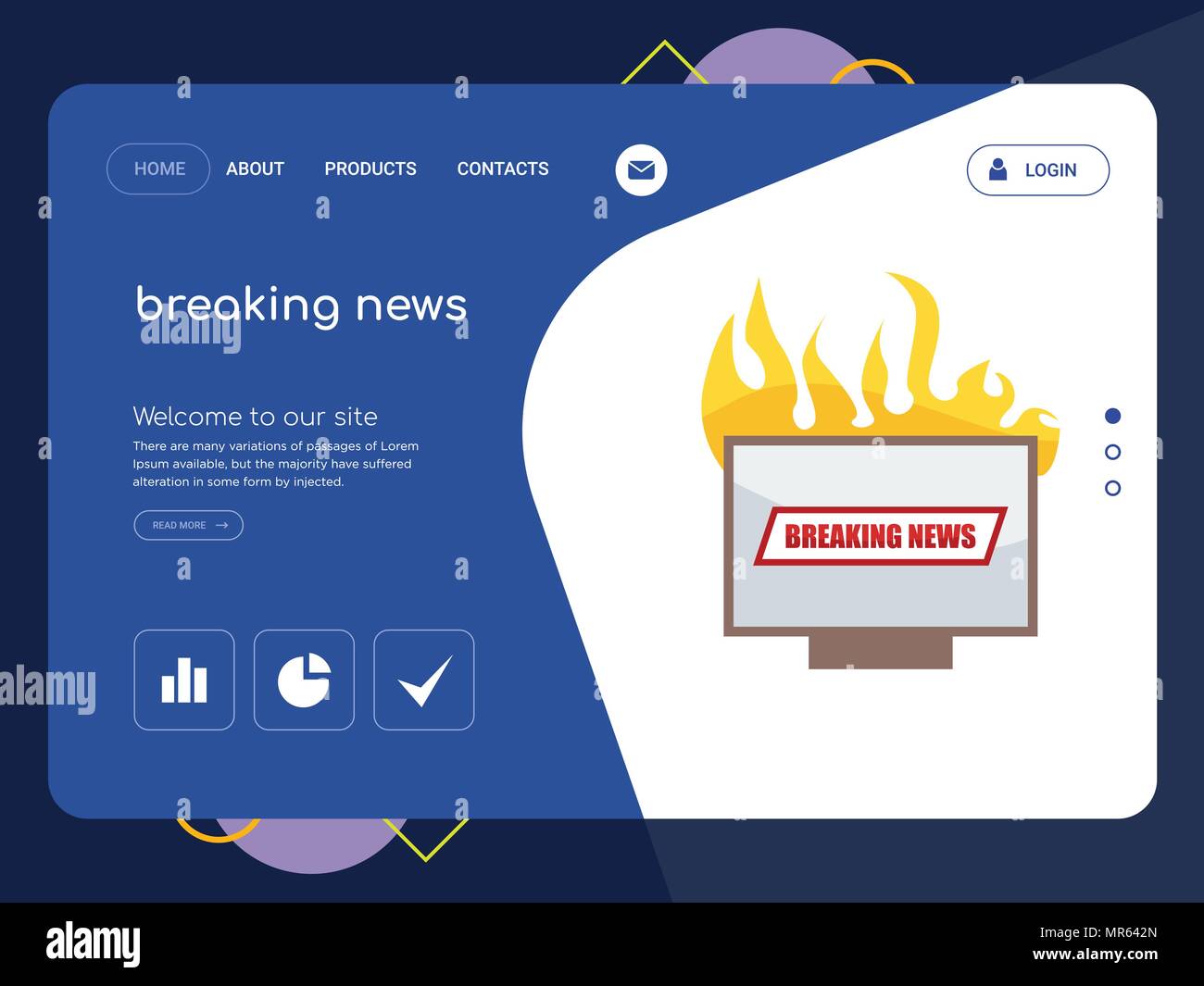 Quality One Page breaking news Website Template Vector Eps, Modern Web ...