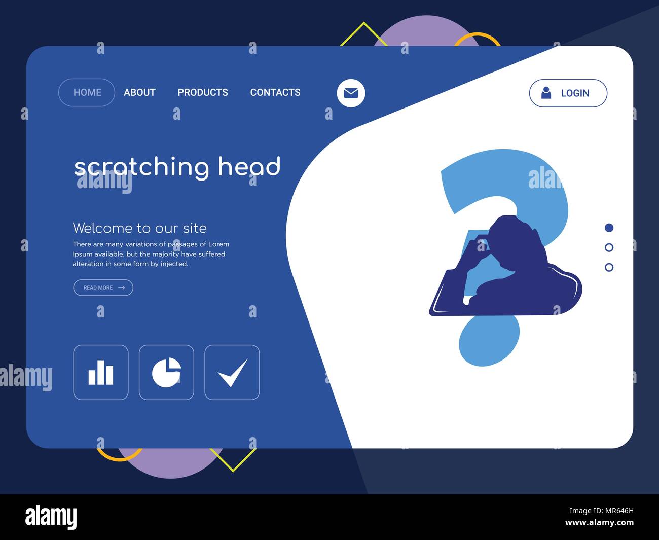 Quality One Page scratching head Website Template Vector Eps, Modern ...