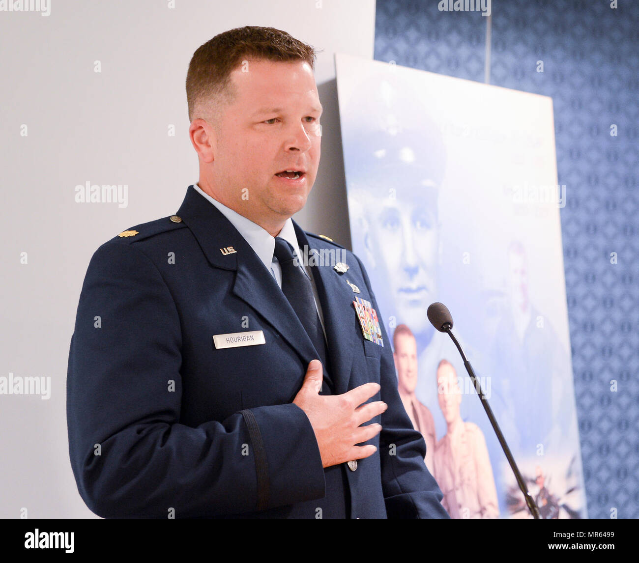 Maj. John Hourigan speaks after receiving the Koren Kolligian Trophy ...