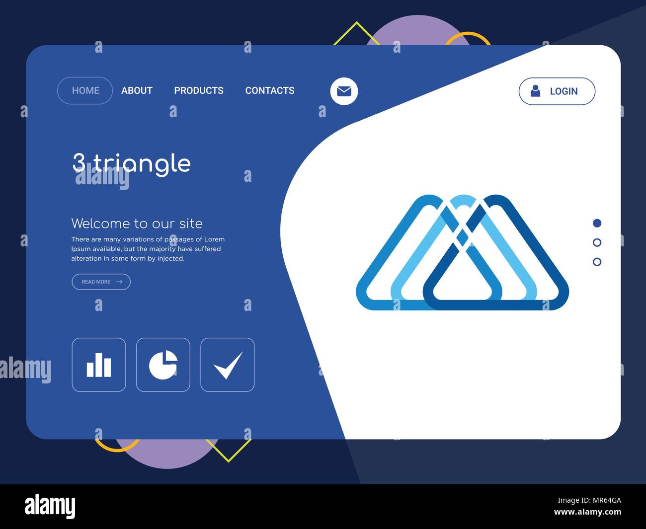 Quality One Page 3 triangle Website Template Vector Eps, Modern Web ...