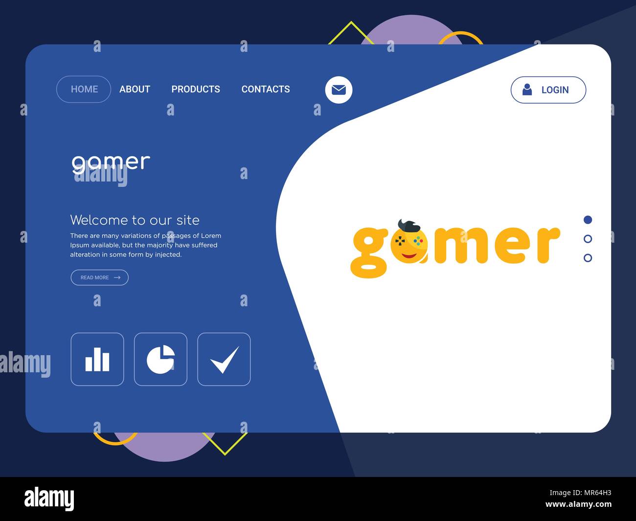 Quality One Page gamer Website Template Vector Eps, Modern Web Design ...