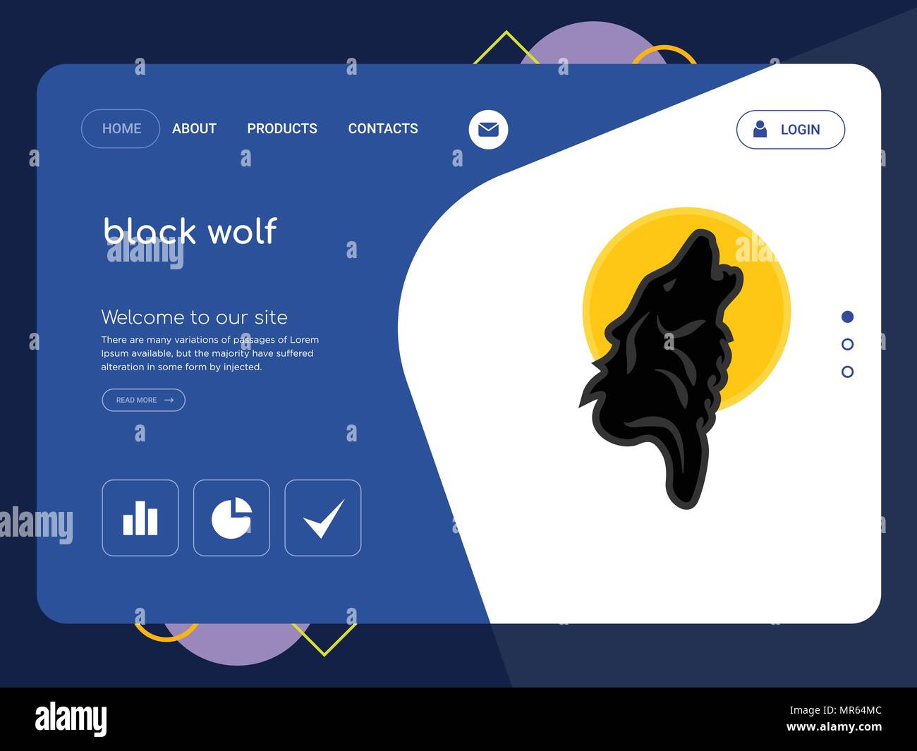 Quality One Page black wolf Website Template Vector Eps, Modern Web ...